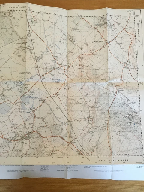 1960 ORDNANCE SURVEY 1:25,000 2.5 Inch Map SP91 Tring (incl ...