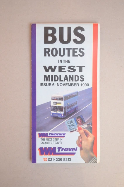 BUS COACH ROUTE Map West Midlands Travel 1990 £5.00 - PicClick UK