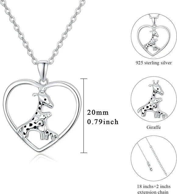 WAYSLES GIRAFFE NECKLACE 925 Sterling Silver Giraffe Mother daughter ...