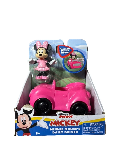 DISNEY JUNIOR MINNIE Mouse's Daily Driver 3" Poseable Figure w/ Pink ...