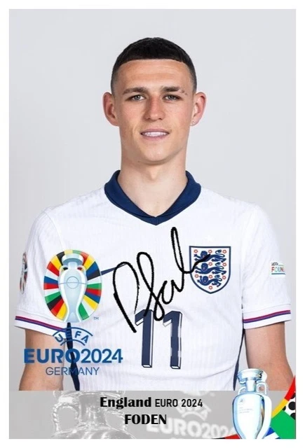 PHIL FODEN - ENGLAND EURO 2024 PORTRAIT - 6x4 Signed Autograph PHOTO ...