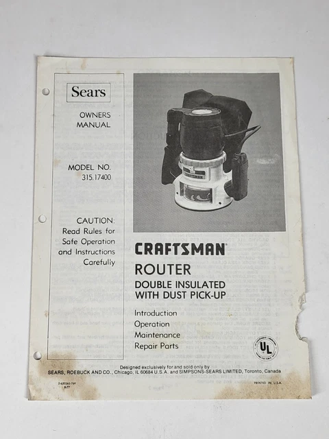 Craftsman Router - Model 315.174 Manual