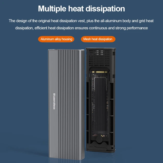 M.2 NVME MOBILE Hard Drive Box Gen2 10Gbps External SSD Case (NVMe C to ...