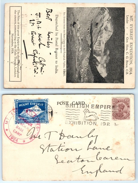 POSTCARD POSTAL HISTORY 1924 Mount Everest Mallory Expedition Stamp ...