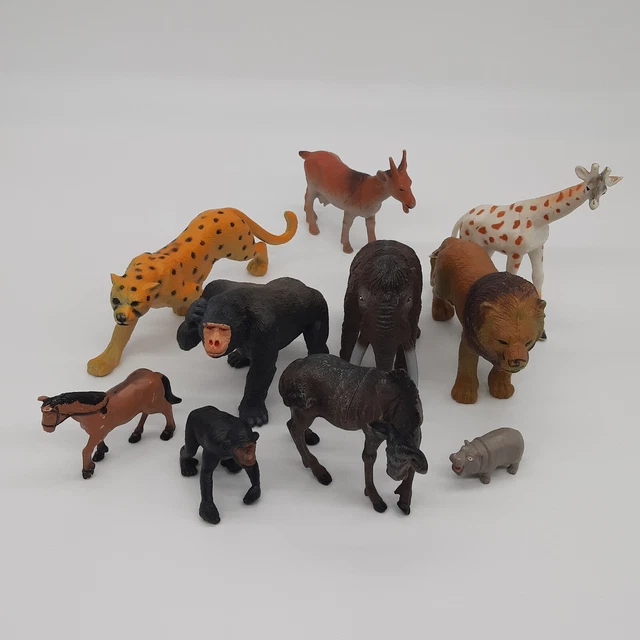 ANIMAL PLASTIC TOY Figure Mixed Lot of 10 Safari Zoo Jungle Mammals $15 ...