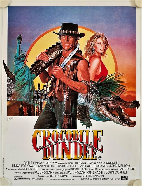 AFFICHE CINÉMA CROCODILE DUNDEE 1986 FAIMAN Hogan Kozlowski Blum ...