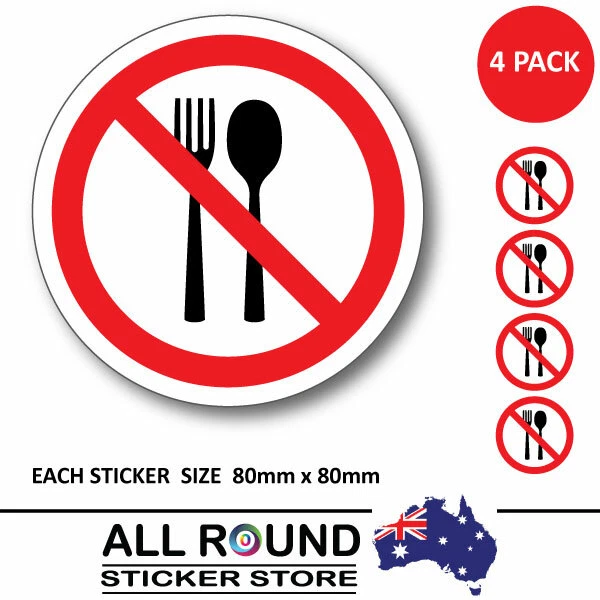 NO FOOD EATING warning sticker--decal-safety sticker $5.95 - PicClick AU
