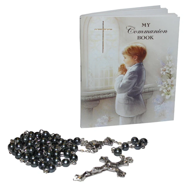 PREMIÈRE COMMUNION CADEAU Set Prière Livre Et Rosaire Perles - Garçon ...