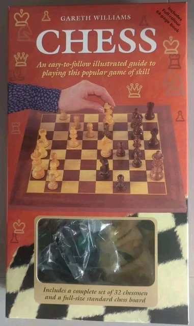 VINTAGE - GARETH Williams CHESS SET, BOARD & GUIDE BOOK. MINT. FREE ...