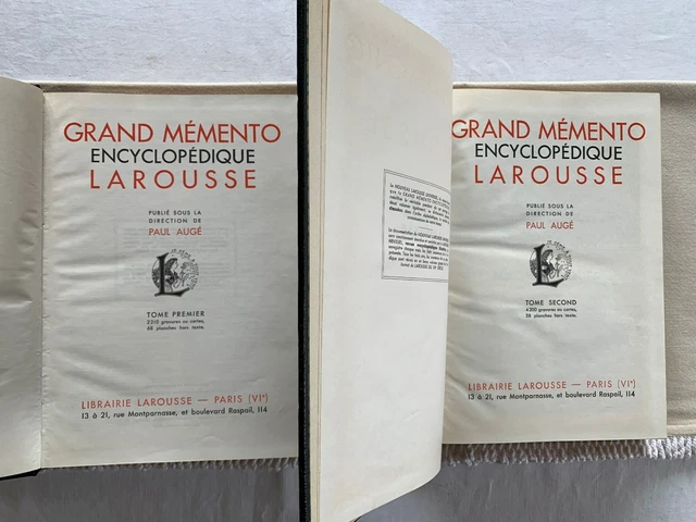 ANCIEN 2 VOLUMES Memento Encyclopédiques larousse 1936-1937 EUR 60,00 - PicClick FR