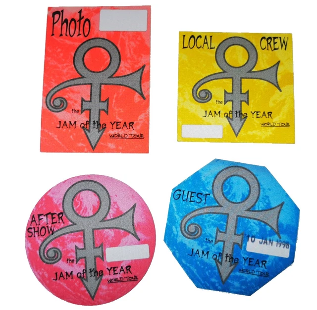 PRINCE TOUR PASS Jam Of The Year 1997 SET of 4 Aftershow + GUEST ...