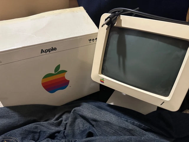 RARE!! VTG &APPLE IIC COMPUTER MONITOR with ORIGINAL BOX & Apple STAND ...
