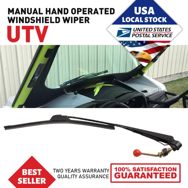 UTV MANUAL HAND Operated Windshield Wiper Rubber Blade Universal ...