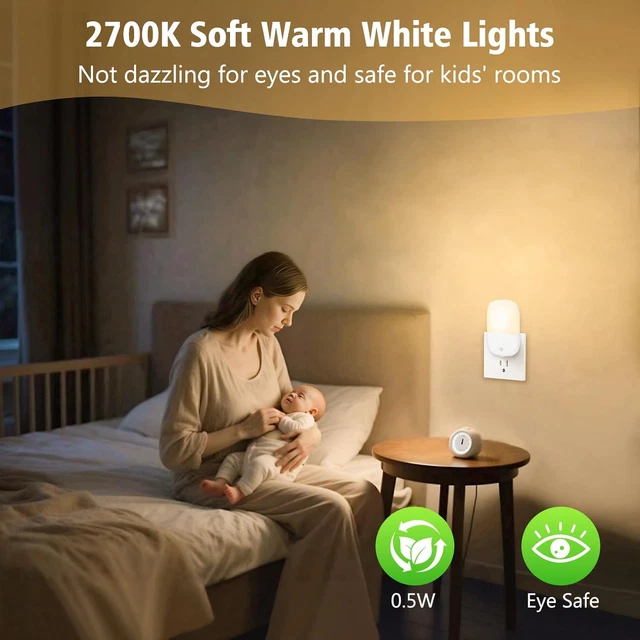 4PCS NIGHT LIGHT Plug in Wall Dusk to Dawn Photocell Sensor Dimmable ...