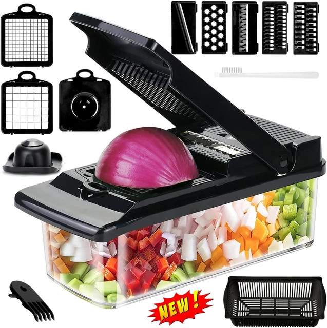 14-IN-1 VEGETABLE FRUIT Chopper Cutter Food Onion Veggie Dicer Slicer ...