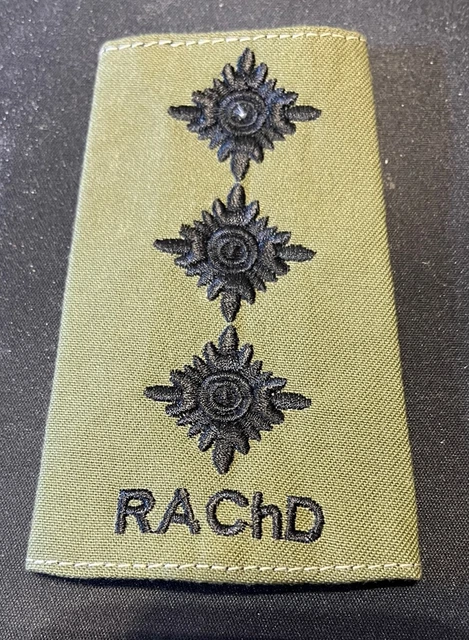BRITISH ARMY CHAPLAIN RAChD pair rank slides Olive Green Captain CF4 £7 ...