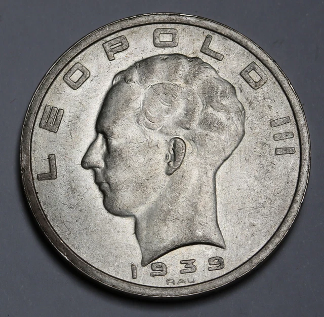 1939 BELGIUM SILVER 50 Francs Coin Léopold III BELGIE:BELGIQUE KM# 122 ...