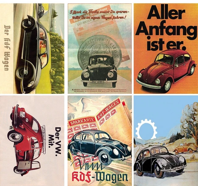 SET: 6 POSTER VW Käfer KdF Wagen Oldtimer Volkswagen Plakate Drucke ...