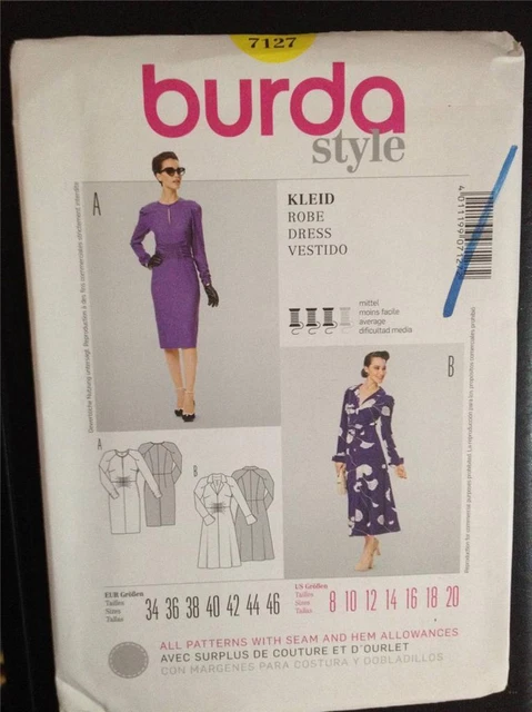 BURDA SEWING PATTERN 7127 Ladies Misses Dress Size 8-20 Uncut $16.50 ...