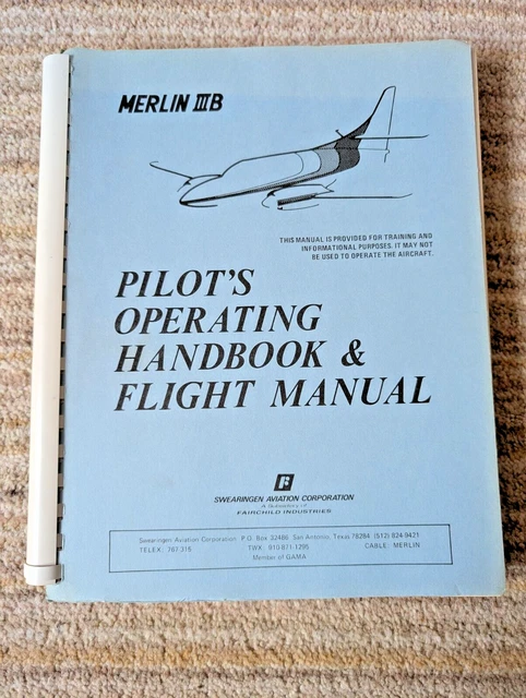 PILOTS OPERATING HANDBOOK & Flight Manual Merlin IIIB 1979 £5.99 ...