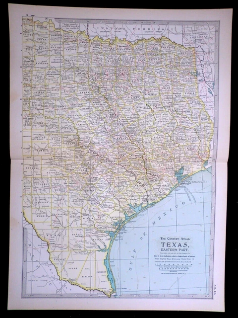 EDWARDIAN EASTERN TEXAS, America, USA Map (1902) ex Century Atlas of ...