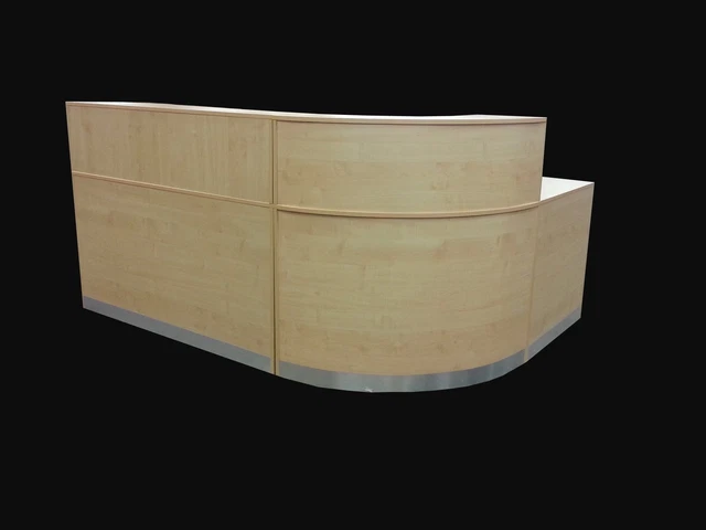RECEPTION DESK MAPLE Reception Desk Counter Curved Corner Aluminium ...