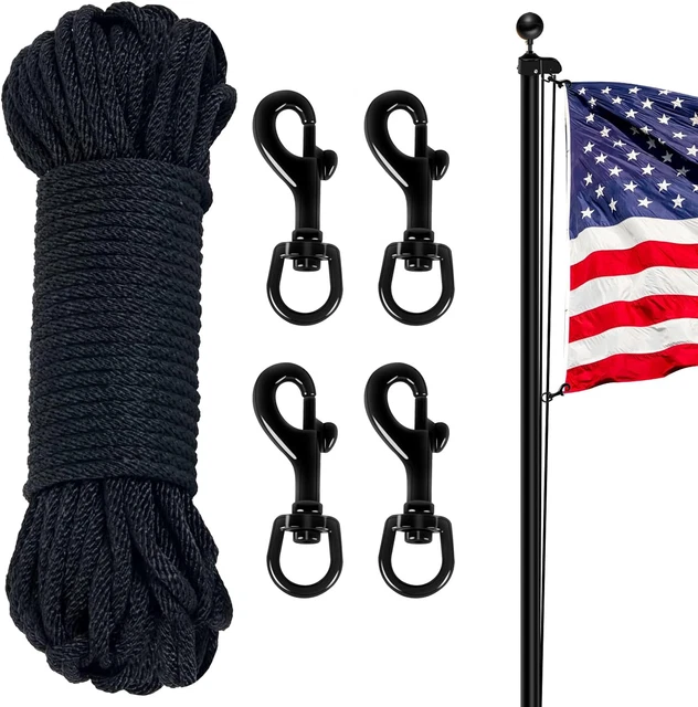 NQ FLAG POLE Rope Line Kit-50Ft x 1/4"Diameter Nylon Flag Pole Halyard ...
