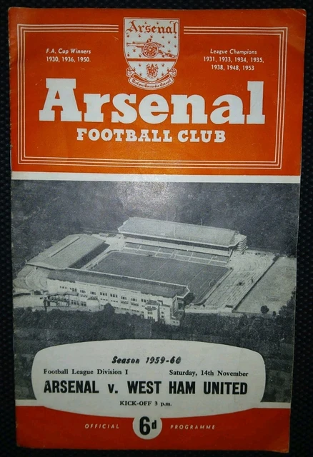 WEST HAM UNITED Away Programme v Arsenal 14-11-1959. £1.49 - PicClick UK