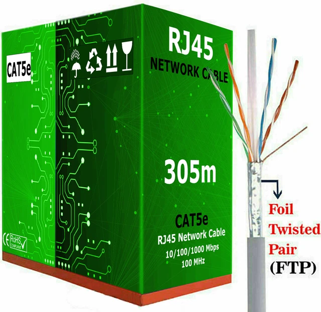 305M RJ45 CAT5E Network Ethernet Cable ADSL Modem FTP CCA OUTDOOR Roll ...