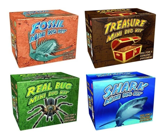 DISCOVER DR COOL Mini Dig Kits (Shark Treasure Bug Fossil) Educational ...