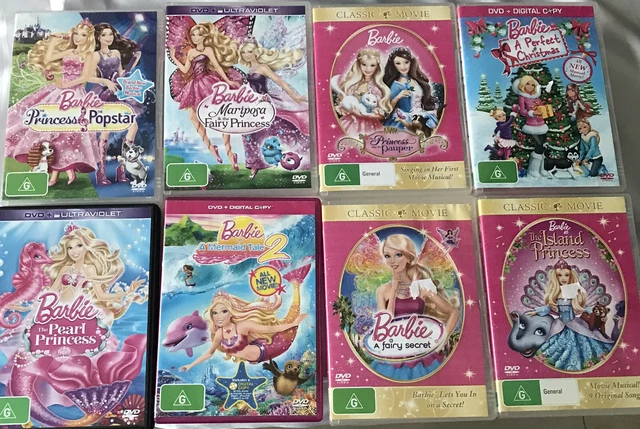 BARBIE DVDS BUNDLE Collection Bulk x8 Animated Barbie Movie Merchandise ...