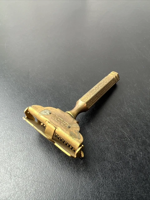 VINTAGE GEM SAFETY Razor Gold Tone Patented 1912 $29.99 - PicClick