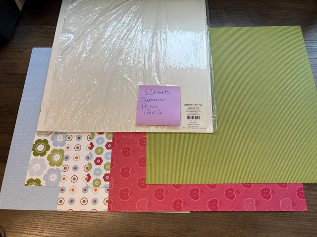 STAMPIN UP 12X12 DSP Designer Series Paper ~ 6 Sheets Summer Picnic ...