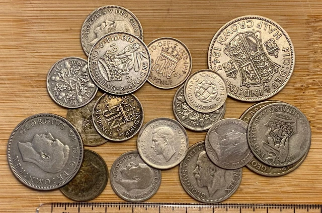 MIXED PRE-1947 GB Coins 3d to Half-Crown Total c84g (ref #44) £33.00 ...
