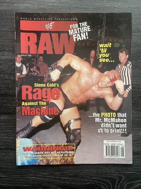 AUGUST 1998 STONE COLD STEVE AUSTIN WWF RAW MAGAZINE With Poster £9.99 ...