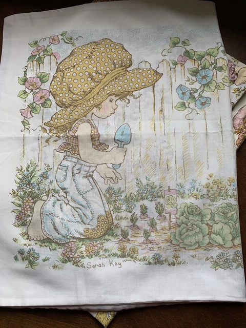 VINTAGE SARAH KAY Girl Flowers Standard Pillowcase Duvet Cover Curtain ...