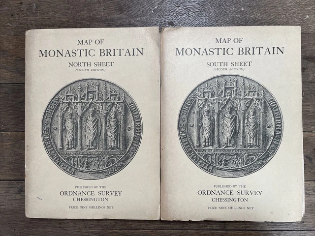VINTAGE OS MAP of Monastic Britain: 2nd Edition North & South Sheet ...