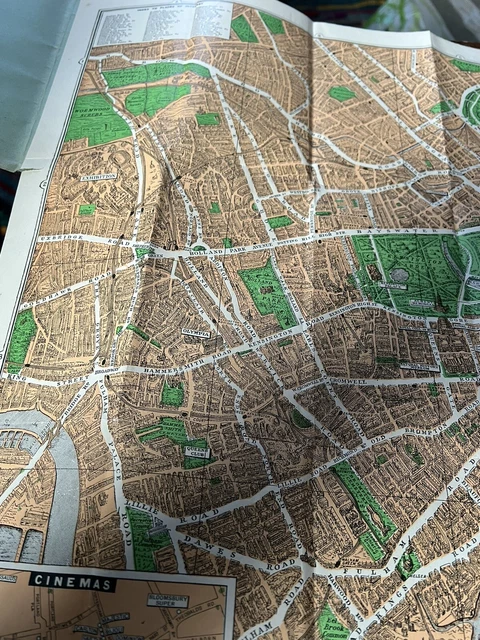 1930S COLOUR GEOGRAPHIC Pictorial Plan Of London Fold Out Paper Map ...