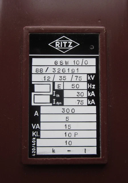 RITZ GSW10 STROMWANDLER Messwandler Spannungswandler Hochspannungsspule ...