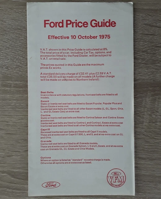 Ford Capri Preisliste ZU VERKAUFEN! - PicClick DE