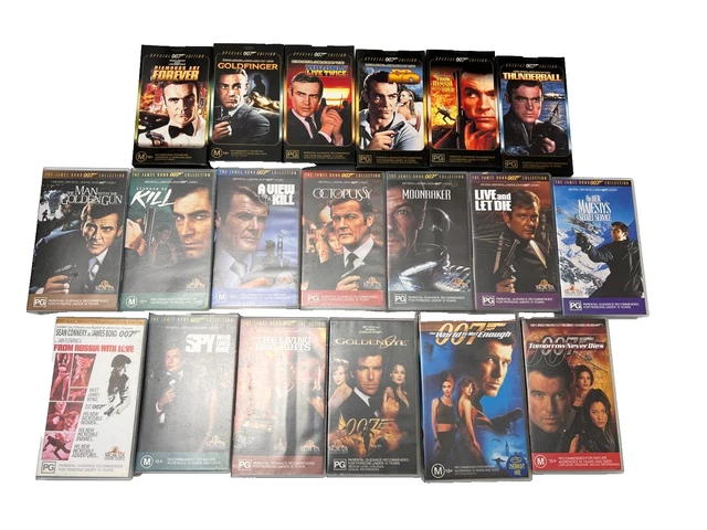 19 X James Bond VHS Tapes ( vintage 007 vcr retro video tape collection ...