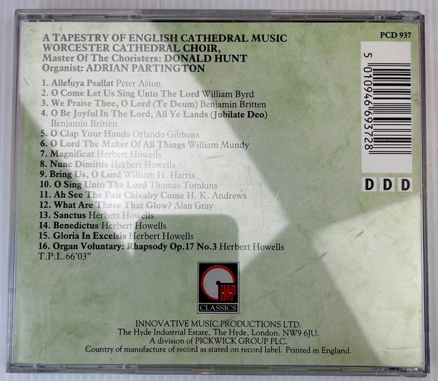 A TAPESTRY OF English Cathedral Music Worcester Choir CD PCD 937 HMP 1990 $13.39 - PicClick CA