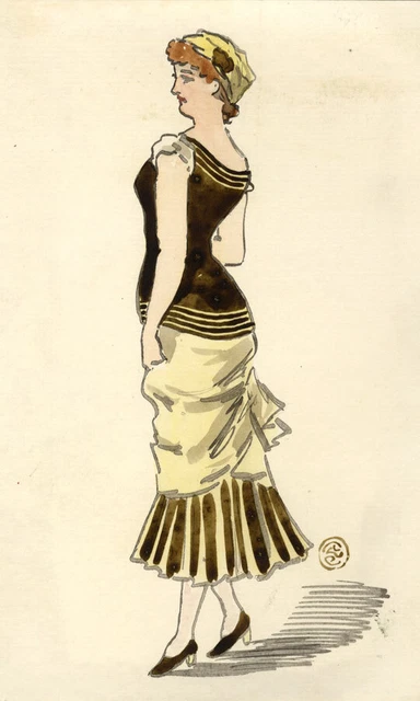 PICKFORD ROBERT WALLER, Femme en noir et jaune Robe 1890. peinture à l ...