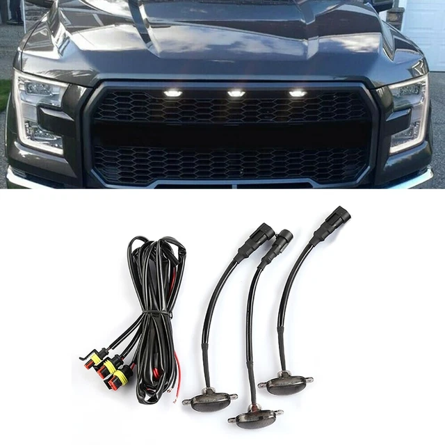 3X LED FRONT Grille Lights Raptor Style Smoked Lens for Dodge Ram 1500 ...