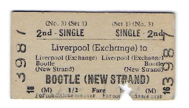 RAILWAY TICKET BR Liverpool Exchange to Bootle New Strand 2nd Single ...