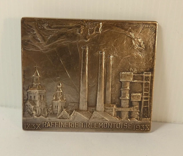 SUPERBE MÉDAILLE ART-DÉCO; Dolf LEDEL, Raffinerie Tirlemontoise 1938 ...