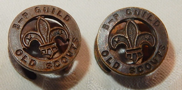 2 X ANTIQUE BOY SCOUTS LAPEL BADGE SCOUTING BADEN POWELL B-P GUILD OLD ...