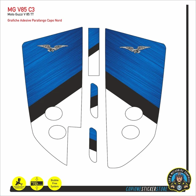 SET ADHÉSIFS GARDE-BOUE Moto Guzzi V85 Tt Protections de Fource Bleu ...
