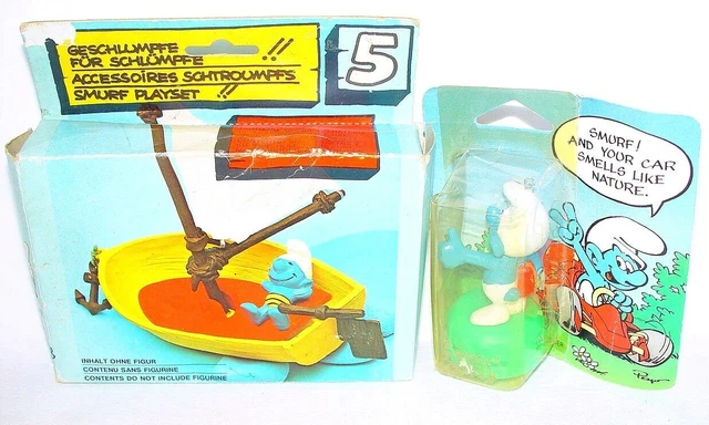 SCHLEICH GERMANY THE SMURFS SAILING BOAT Smurf Character Toy Set Off ...