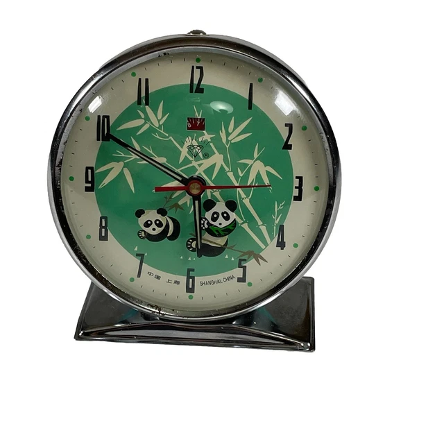 VTG 70S PANDA Bear Clock Wind Up Animated Shanghai China Works ...